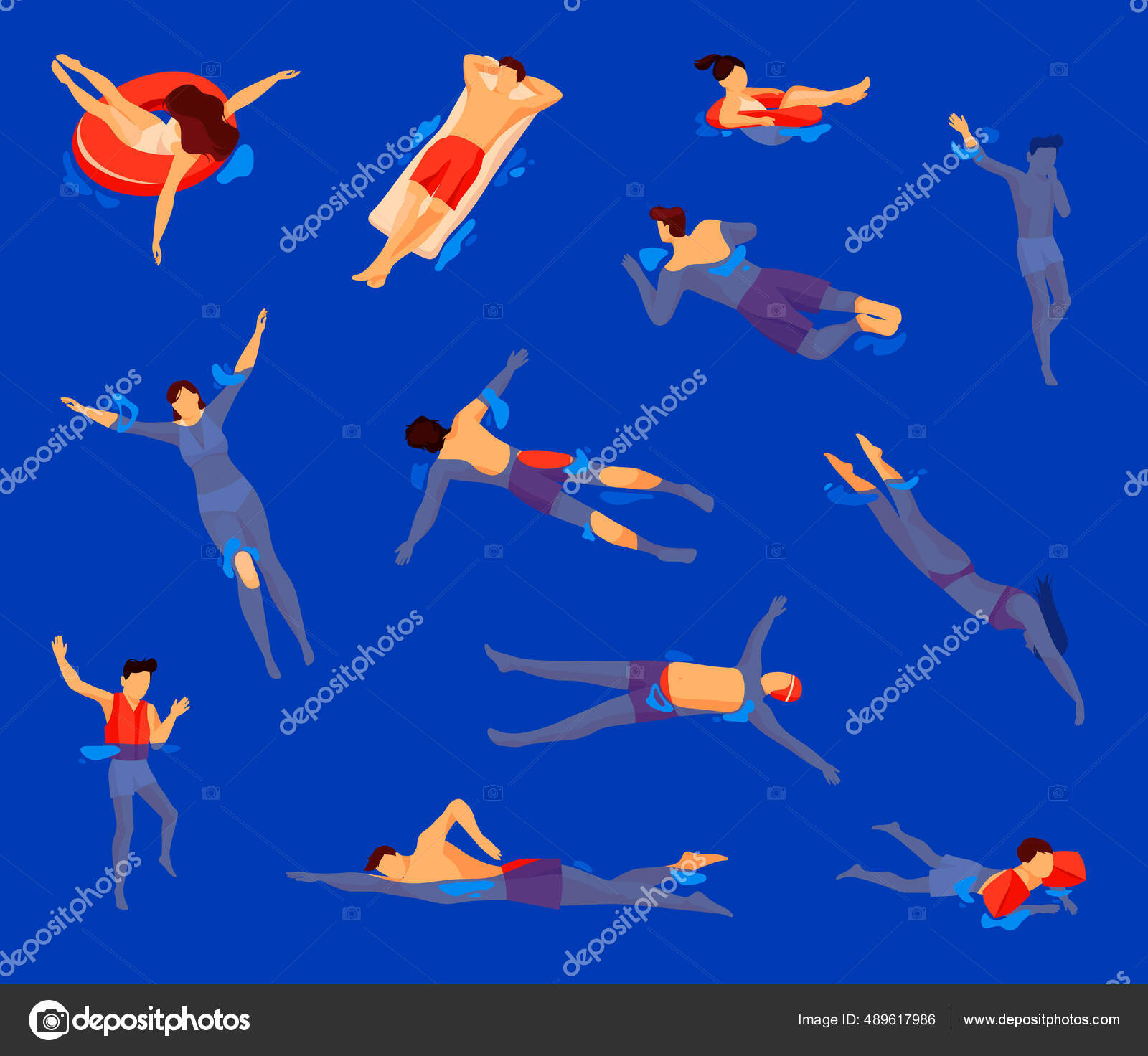 Swim activity or water swimming, swimmers set Stock Vector Image by ...