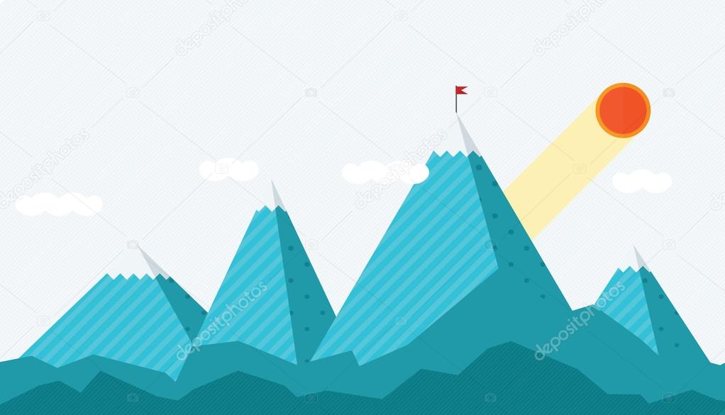 Abstract retro landscape with texture, flat, material design Stock ...