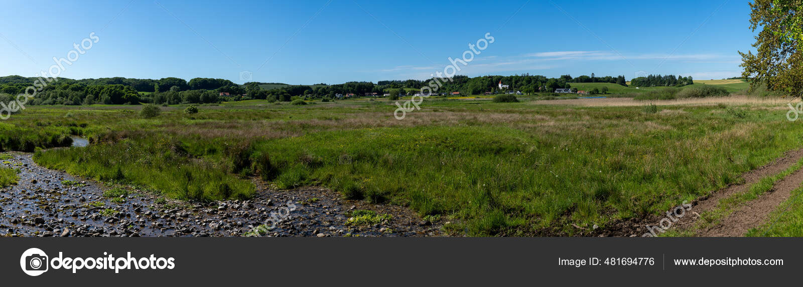 Panorama River Heath Landscape Rebild National Park Northern Denmark ...