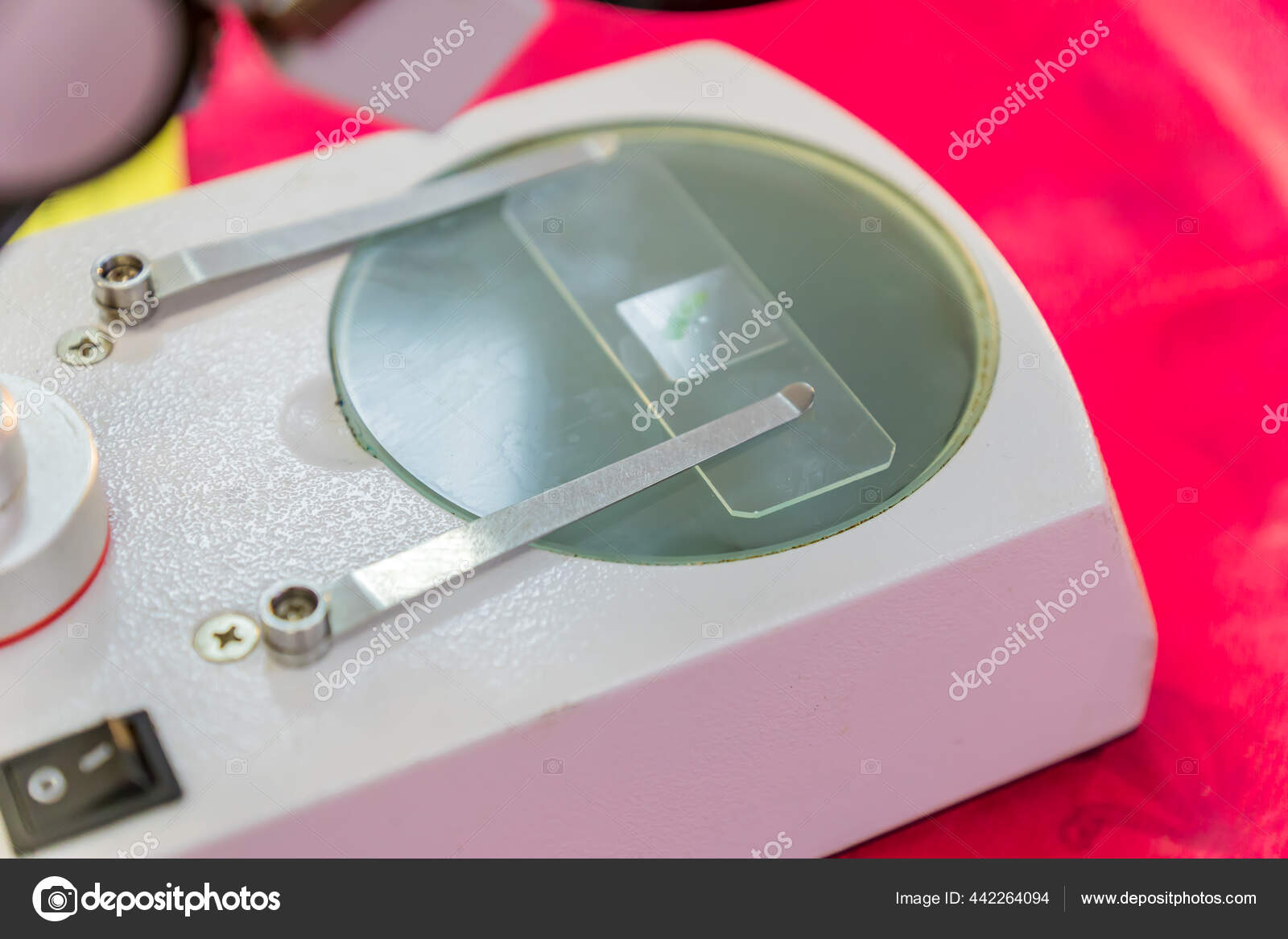 Laboratory Equipment Optical Microscope School Lessons Red Table Stock ...