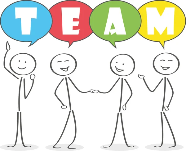 Stick figure team holding a red yes we can text sign or banner up Stock ...