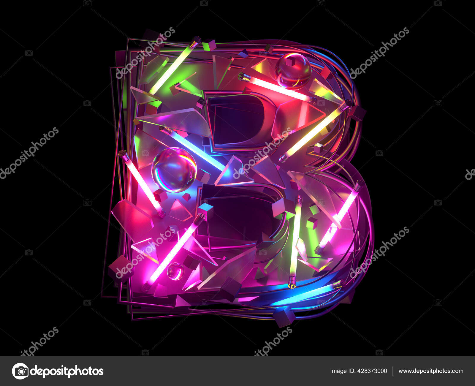 Fuente Abstracta Ultra Neon Letra: fotografía de stock © vrender ...