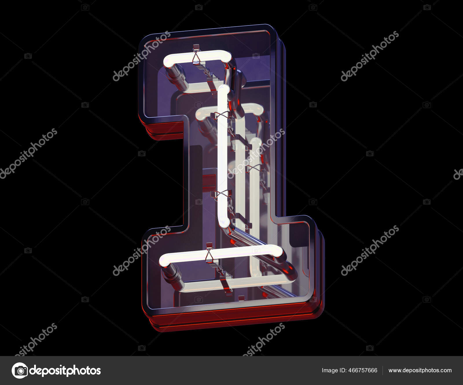 Chrome Neon Mirror Font Number — Stock Photo © vrender #466757666