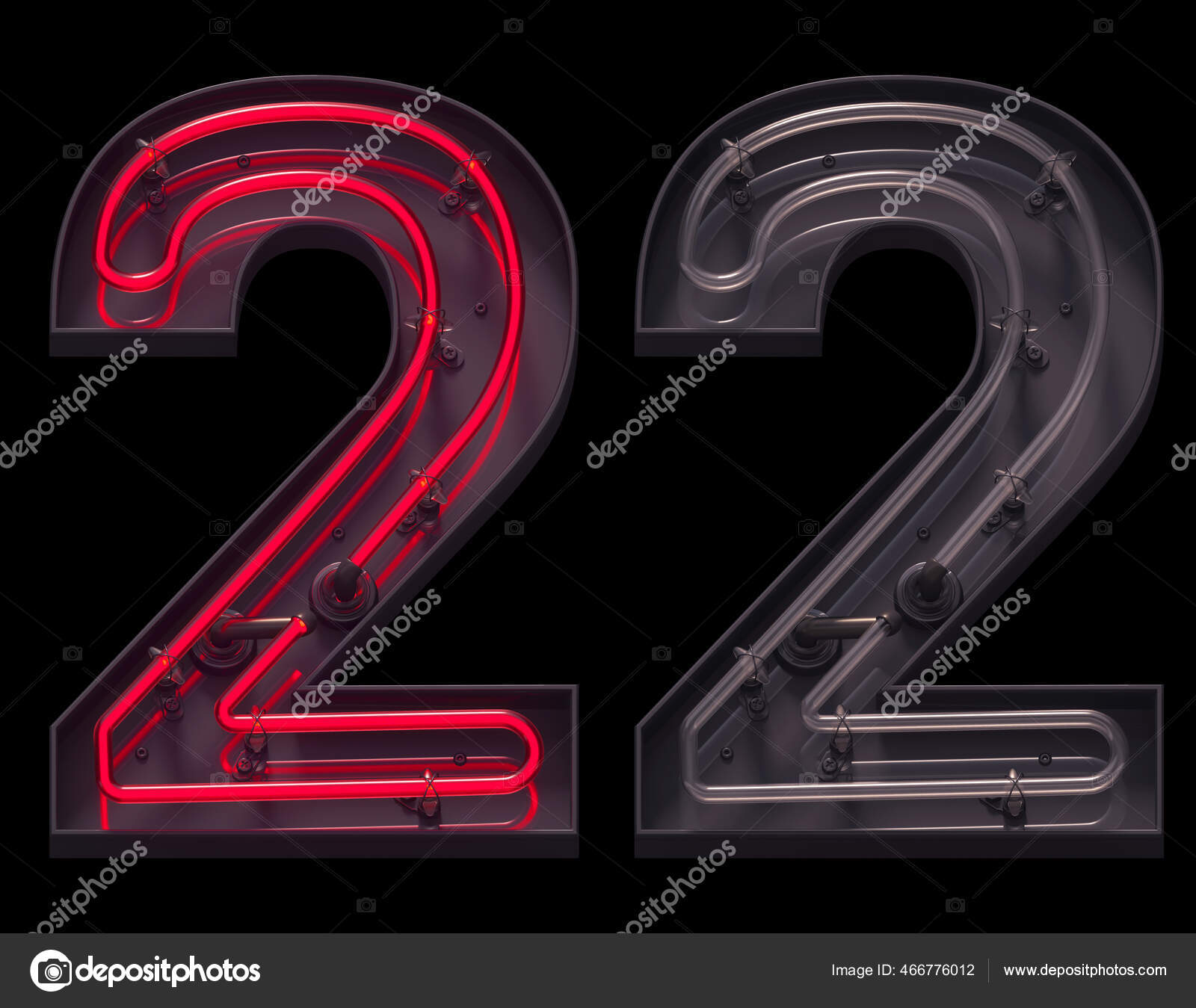 Red Light Neon Font Number — Stock Photo © vrender #466776012