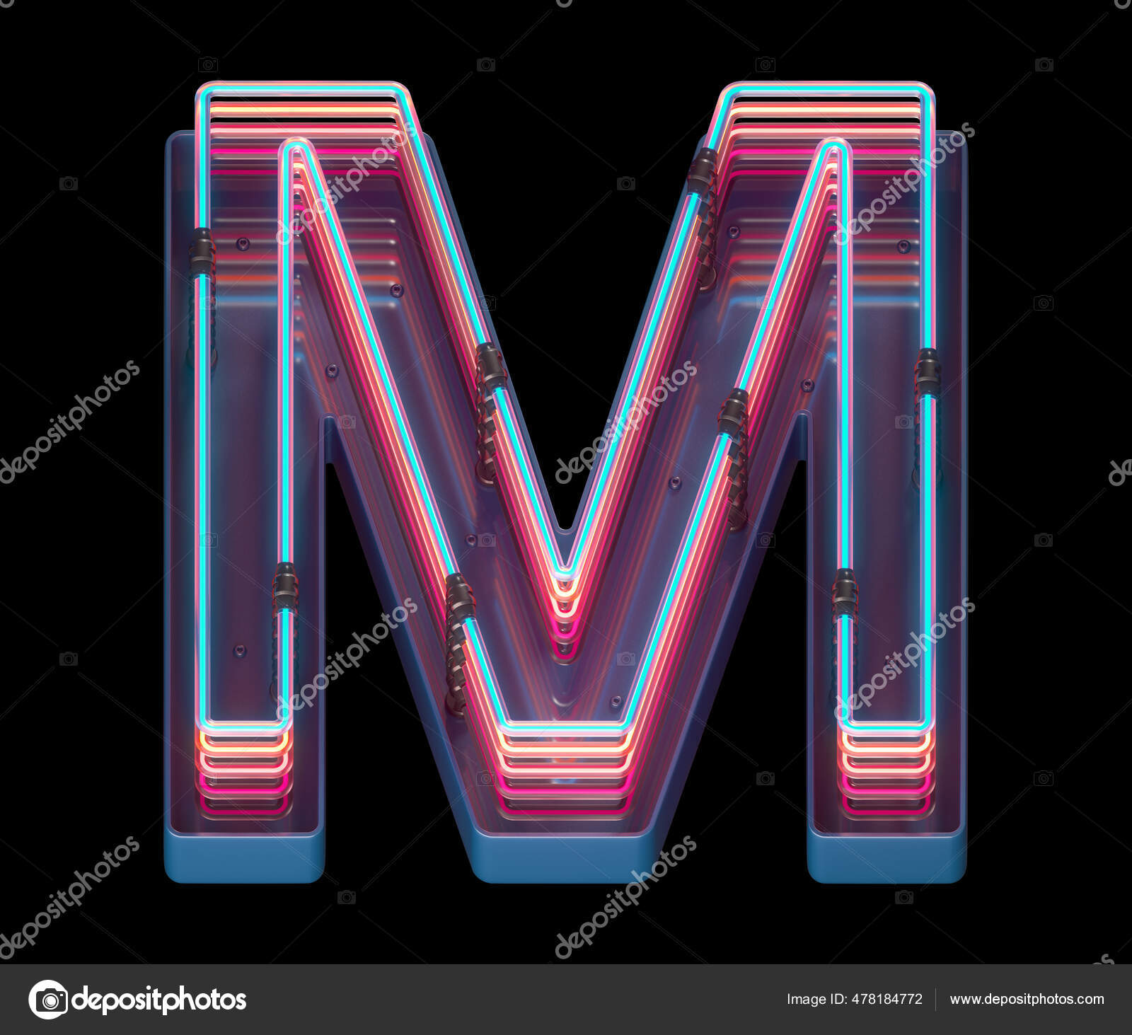 Letter Neon Light Font — Stock Photo © vrender #478184772