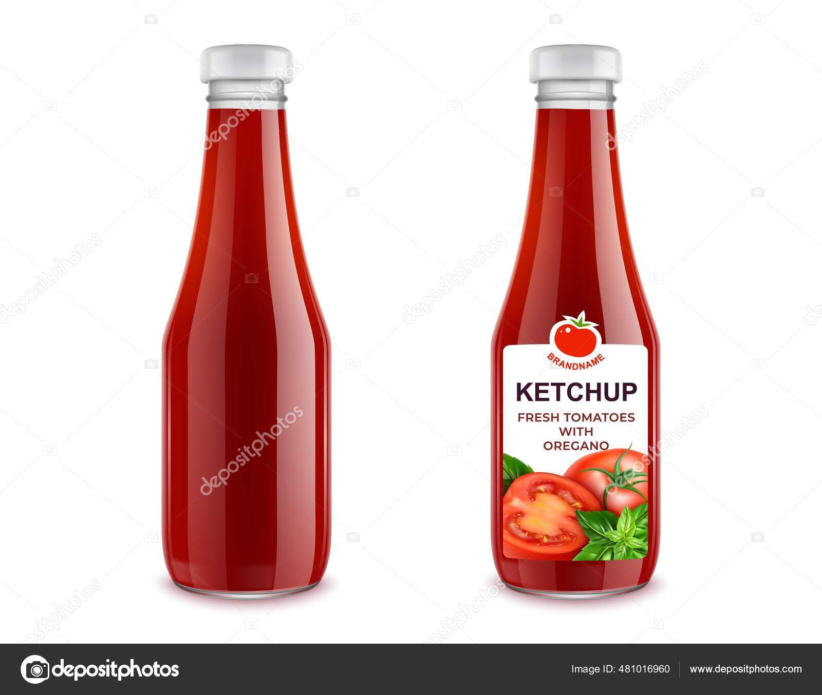 Ensemble de bouteille de ketchup de tomate rouge 3d détaillée réaliste ...