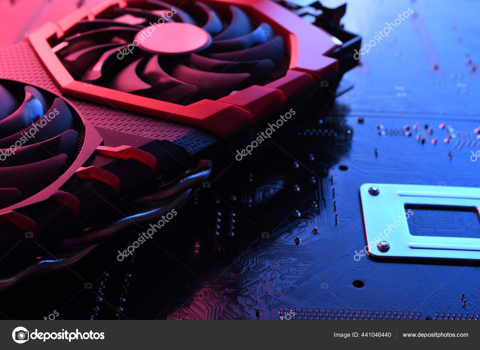 Computer Game Graphics Card Videocard Two Coolers Circuit Board ...