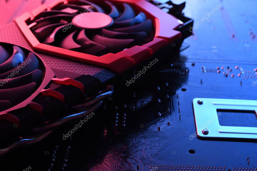 Tarjeta gráfica del juego de ordenador, tarjeta de video con dos ...