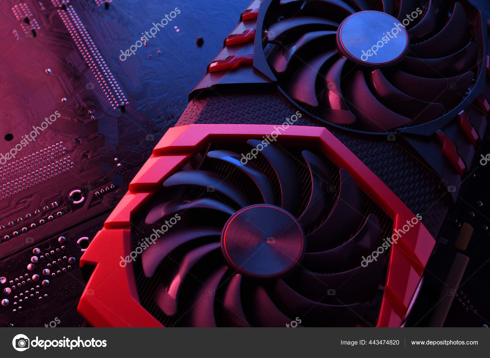 Computer Game Graphics Card Videocard Two Coolers Circuit Board ...