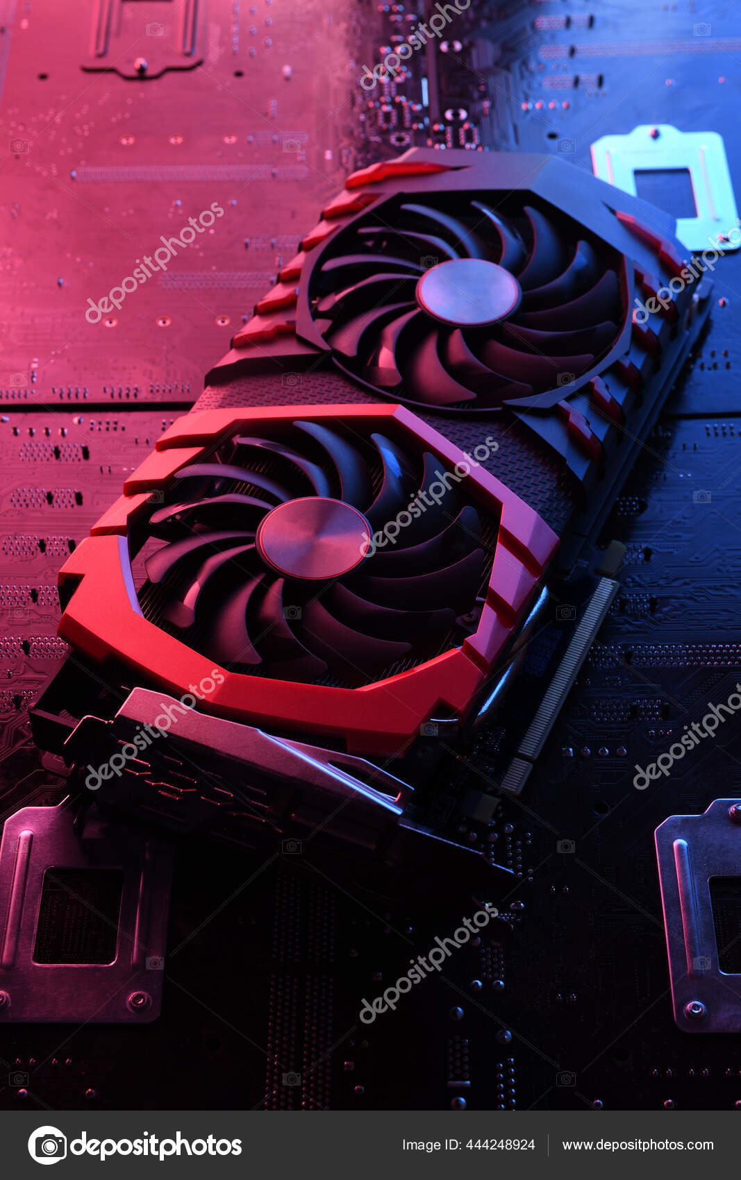 Computer Game Graphics Card Videocard Two Coolers Circuit Board ...