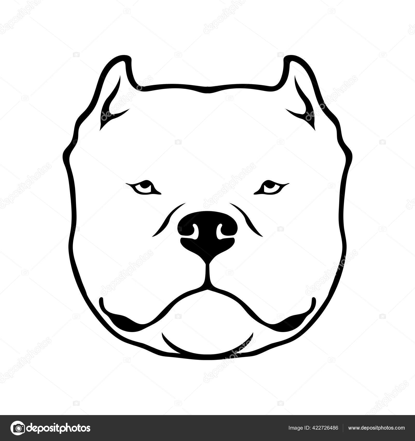 American Bully Head Dog Isolated White Background Dog Head Logo Stock ...