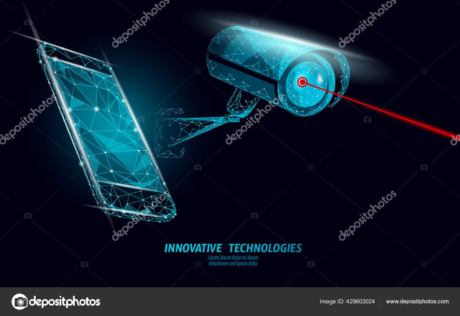 CCTV privacy control mobile camera. Business security smartphone video ...