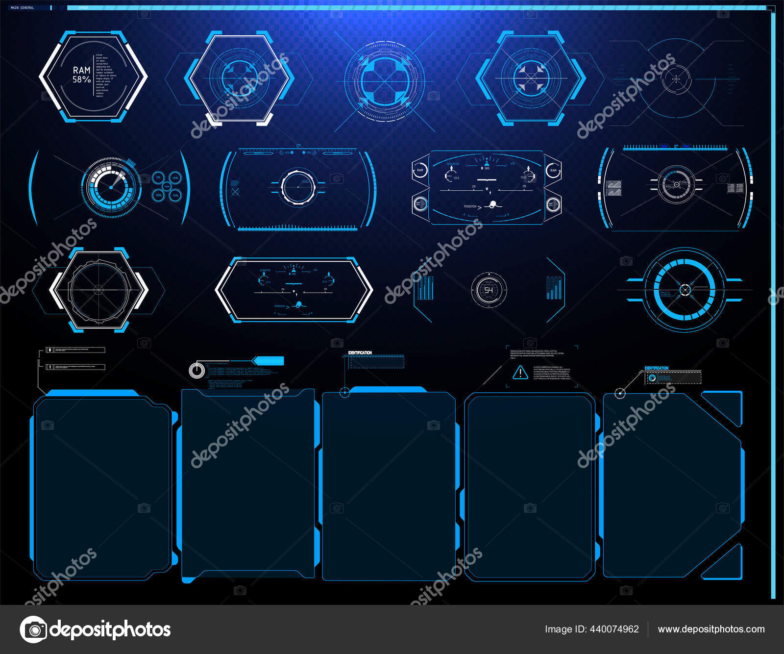 Futuristic Vector Hud Interface Screen Design Digital Callouts Titles ...