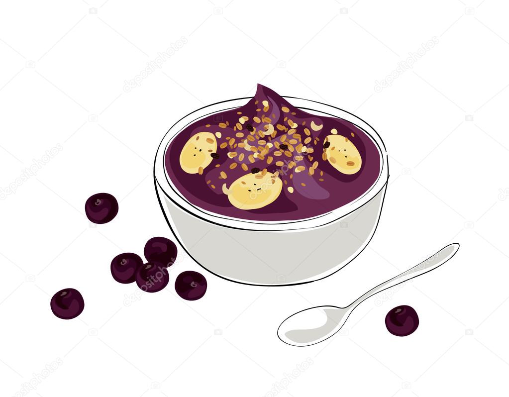 Acai cream bowl Stock Vector Image by ©Draftmm #119722970