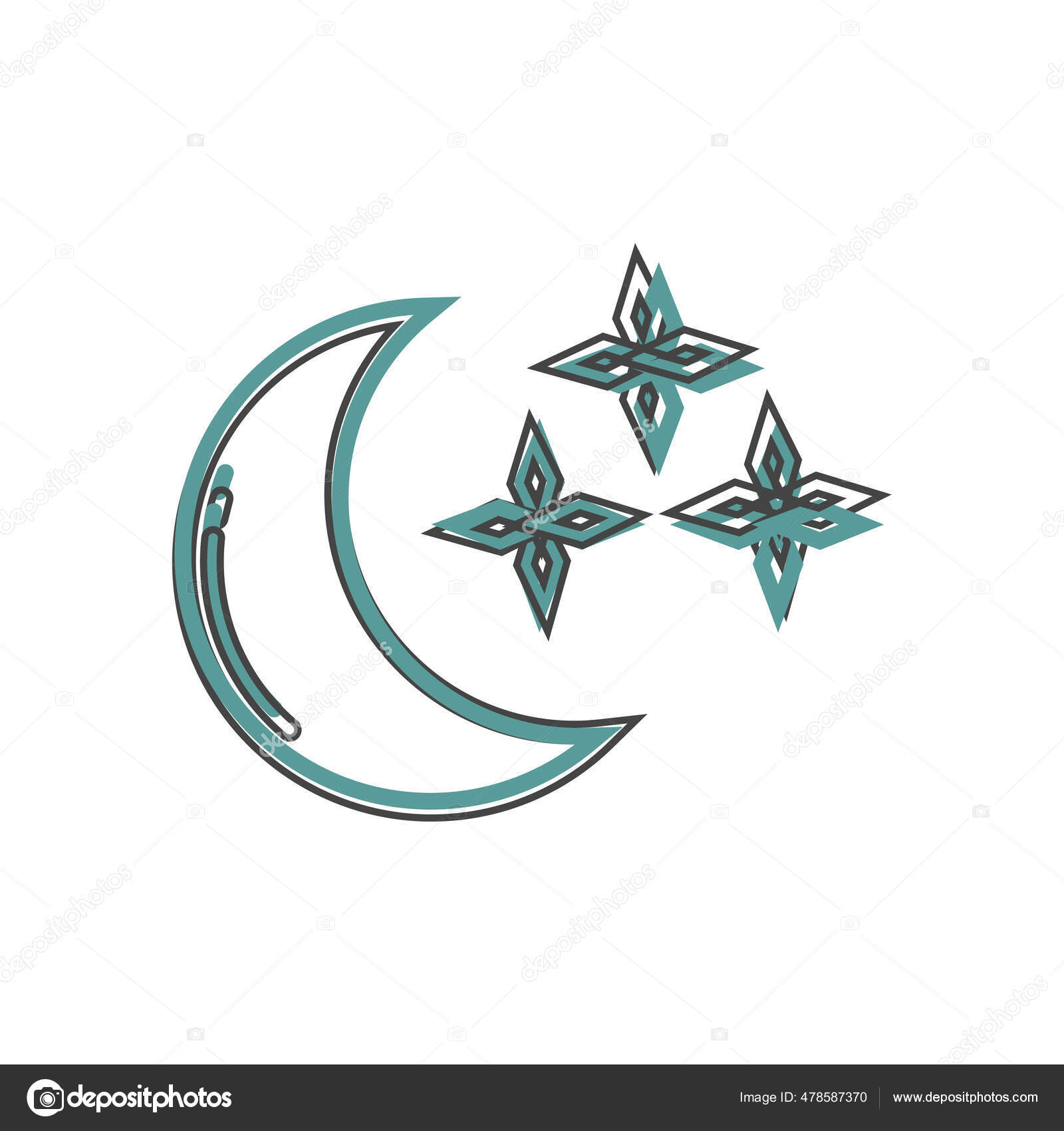 Moon Stars Icon Cartoon Style White Isolated Background Layers Grouped ...