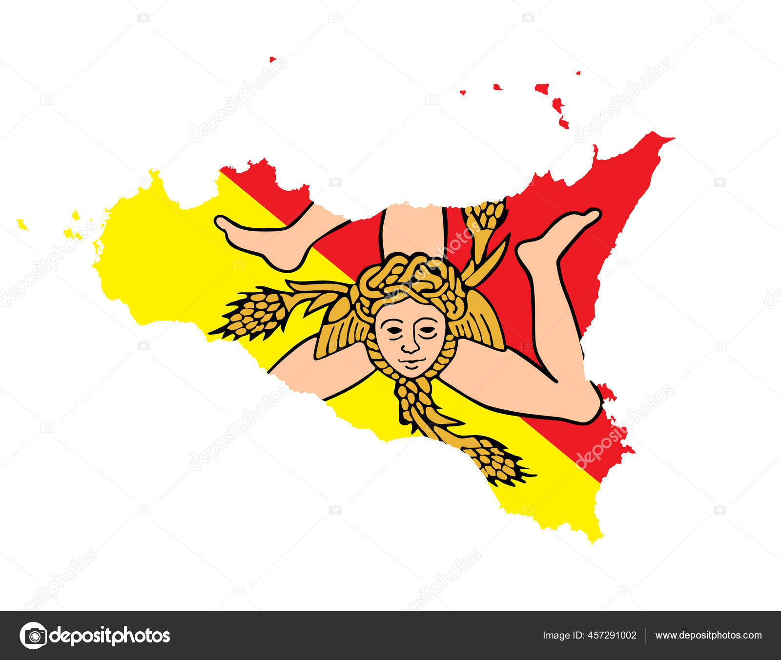 Sicily Vector Map Silhouette Illustration Isolated White Background ...