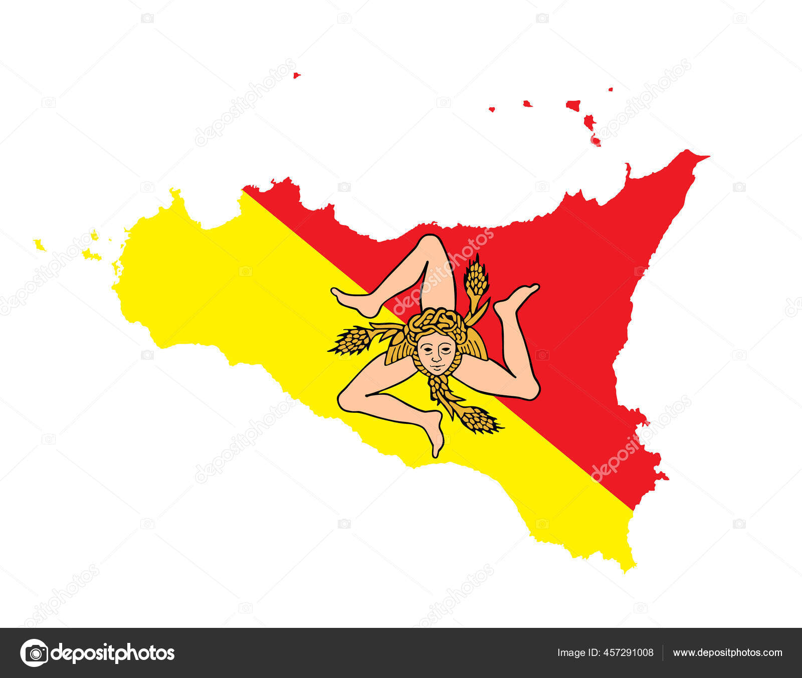 Sicily Vector Map Silhouette Illustration Isolated White Background ...