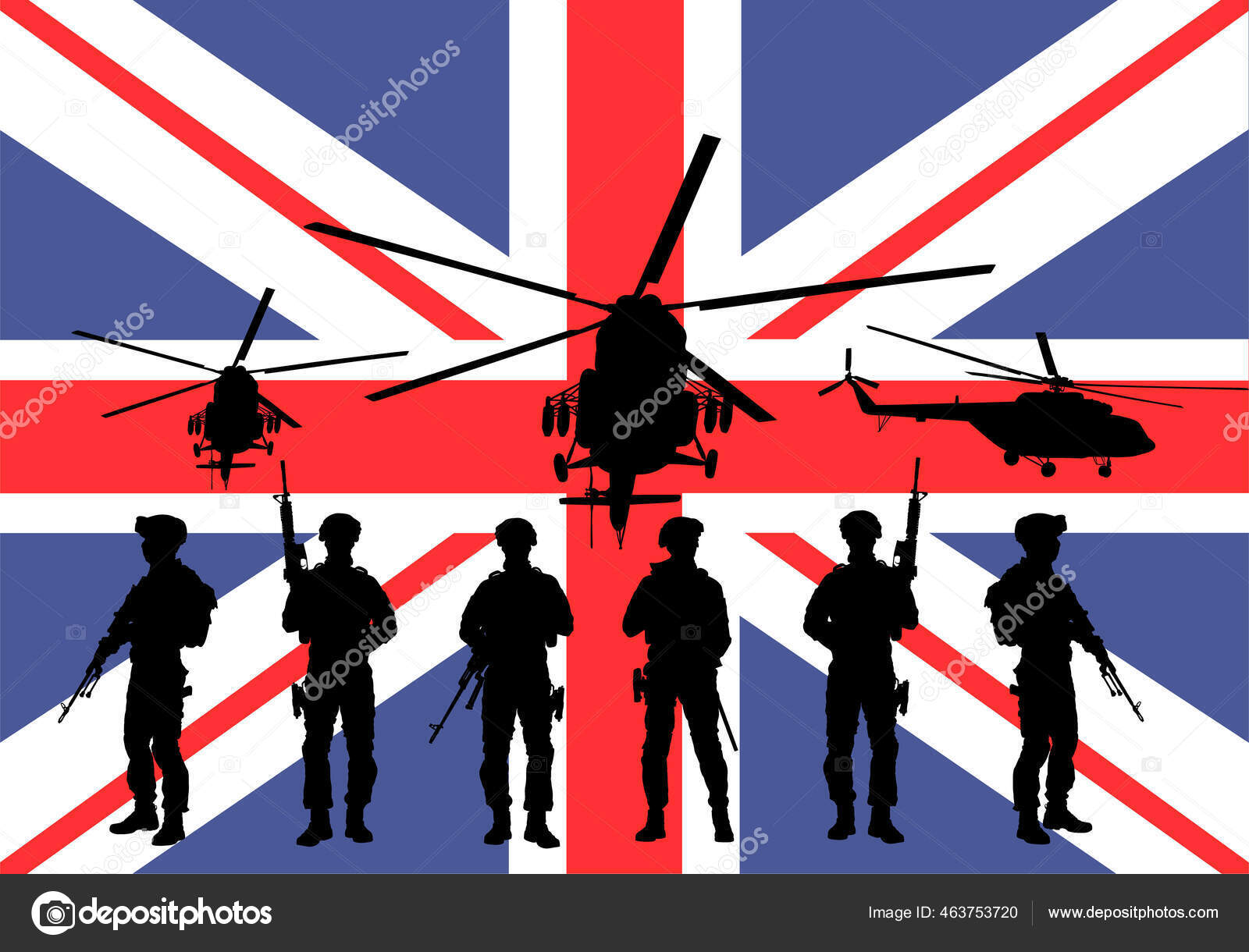Army Soldiers Unit Rifles Duty Great Britain Flag Vector Illustration ...