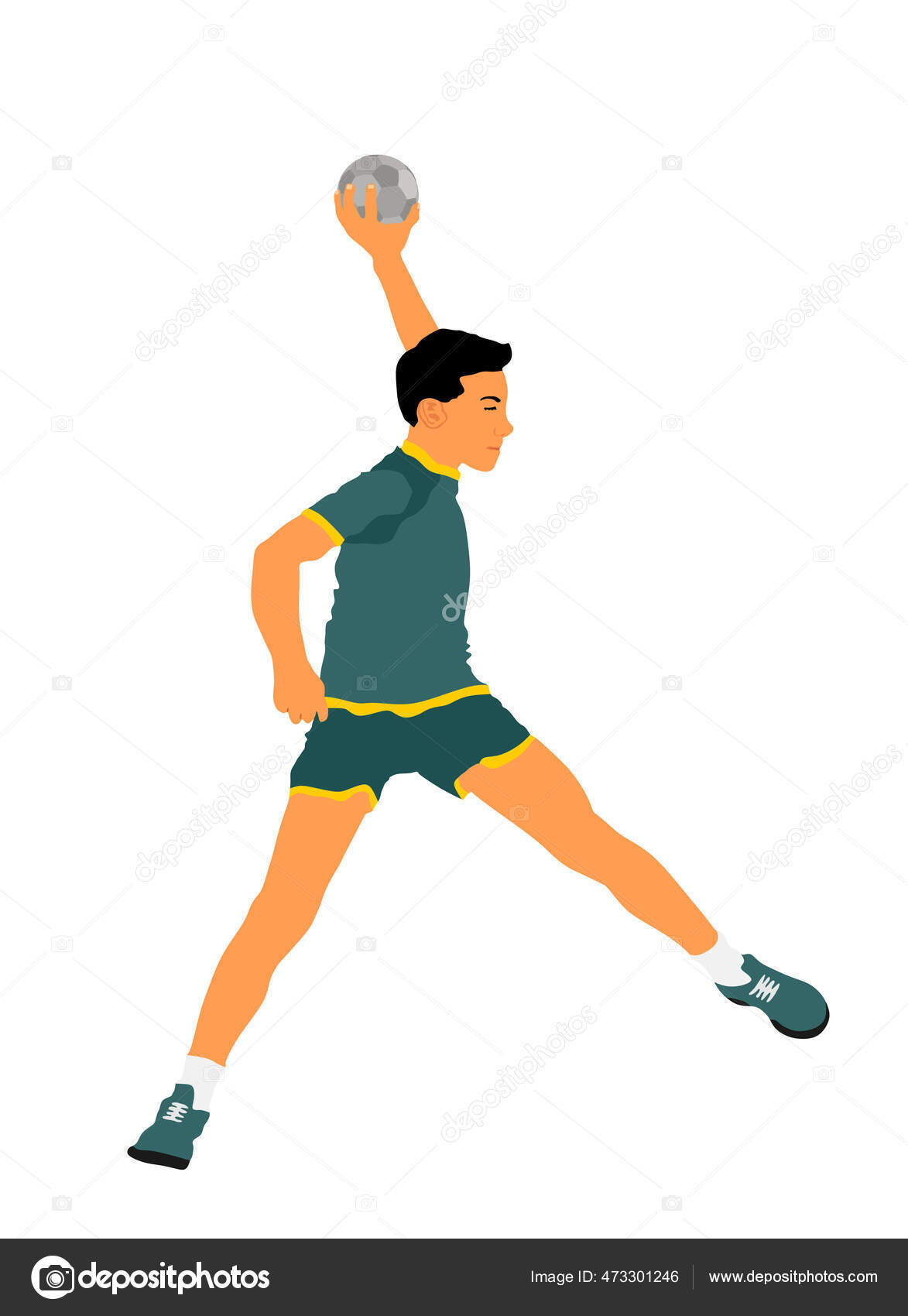 Handball Player Action Vector Illustration Elegant Body Sport Figure ...