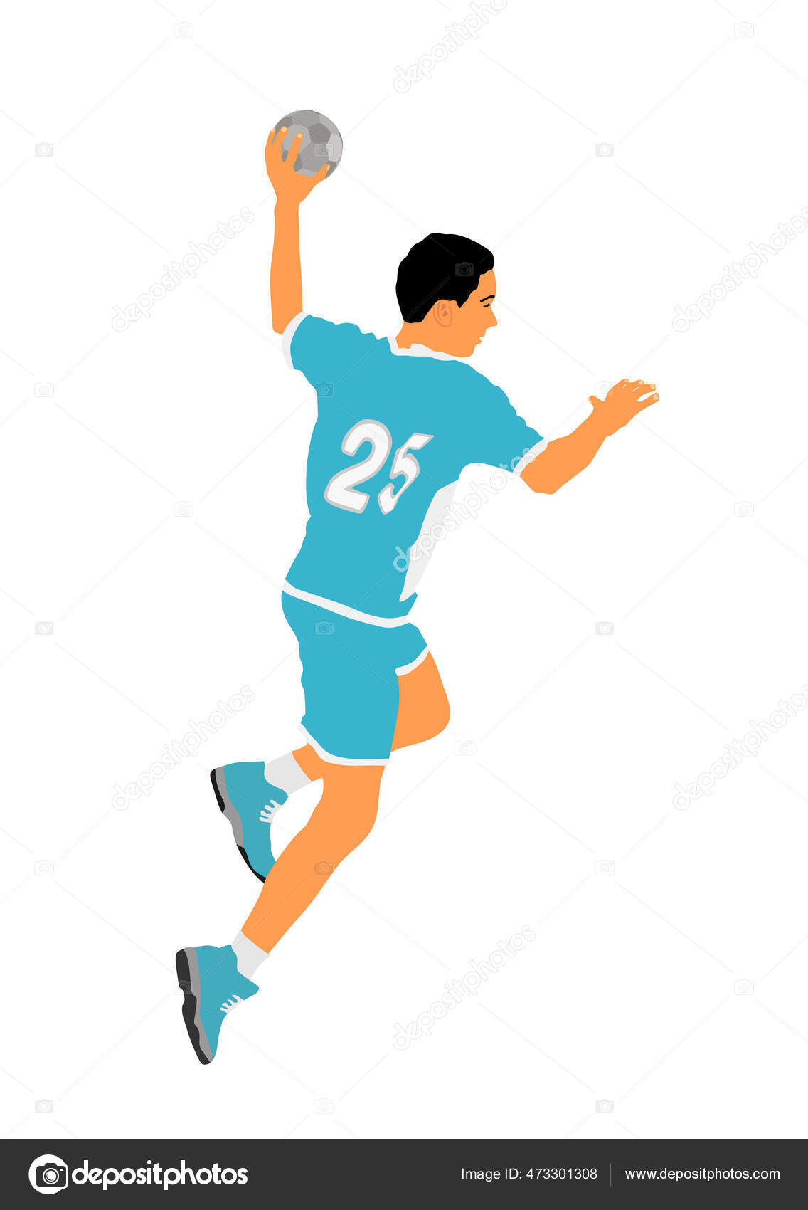 Handball Player Action Vector Illustration Elegant Body Sport Figure ...