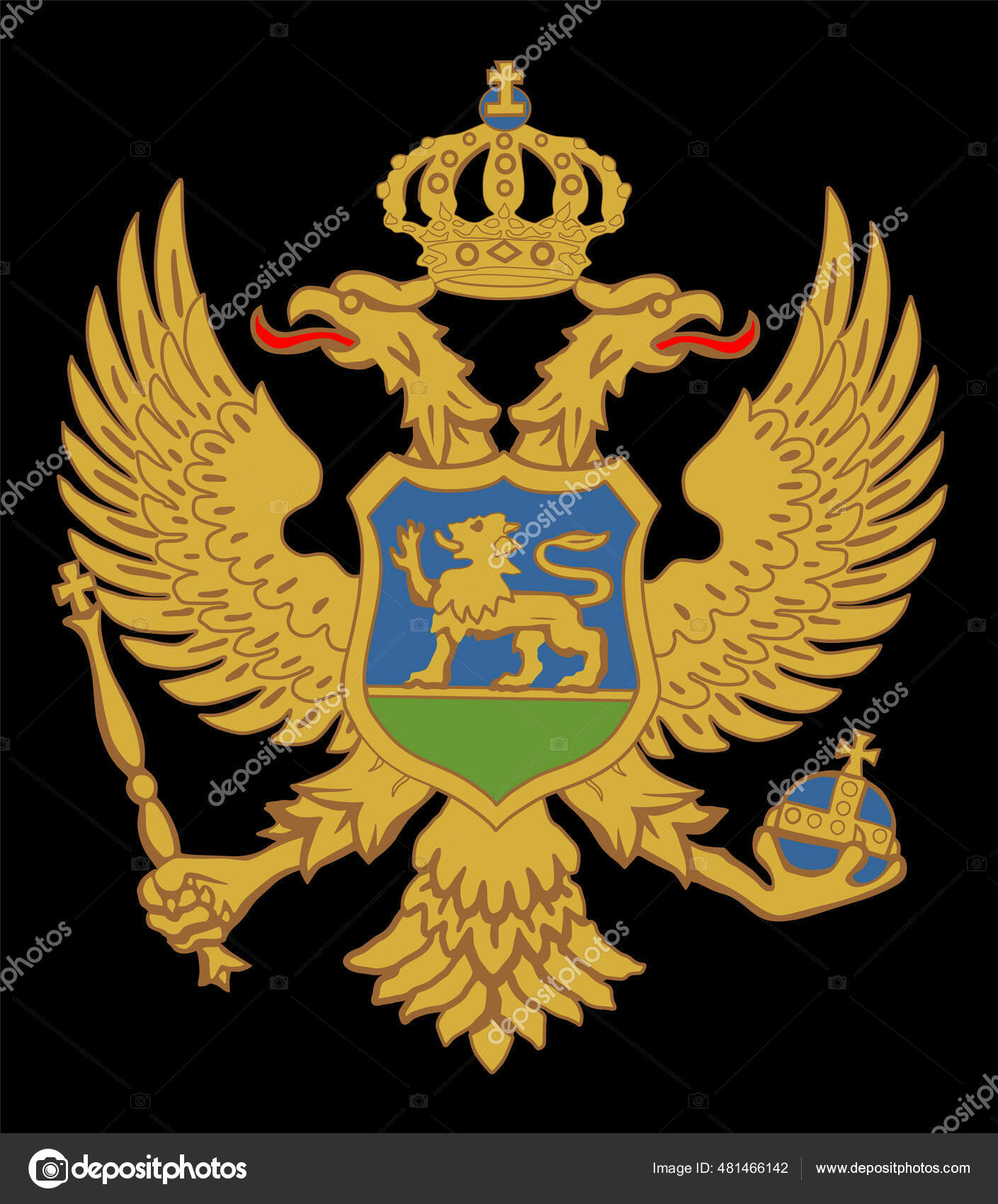 Montenegro Coat Arms Vector Silhouette Illustration Seal National ...