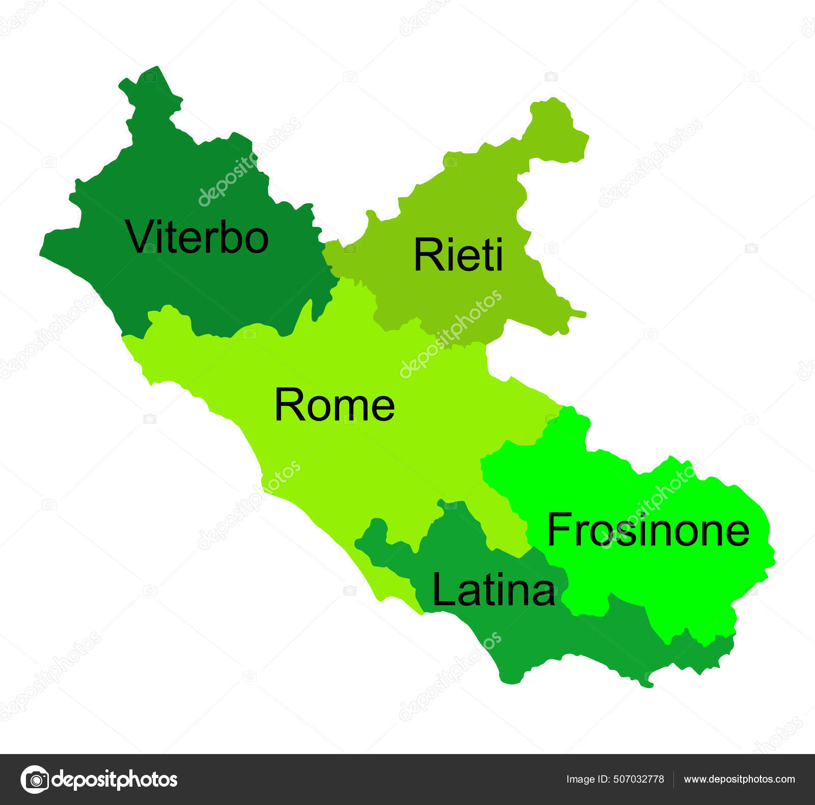 Province Lazio Map Silhouette Vector Illustration Isolated Background Italy Province Stock ...