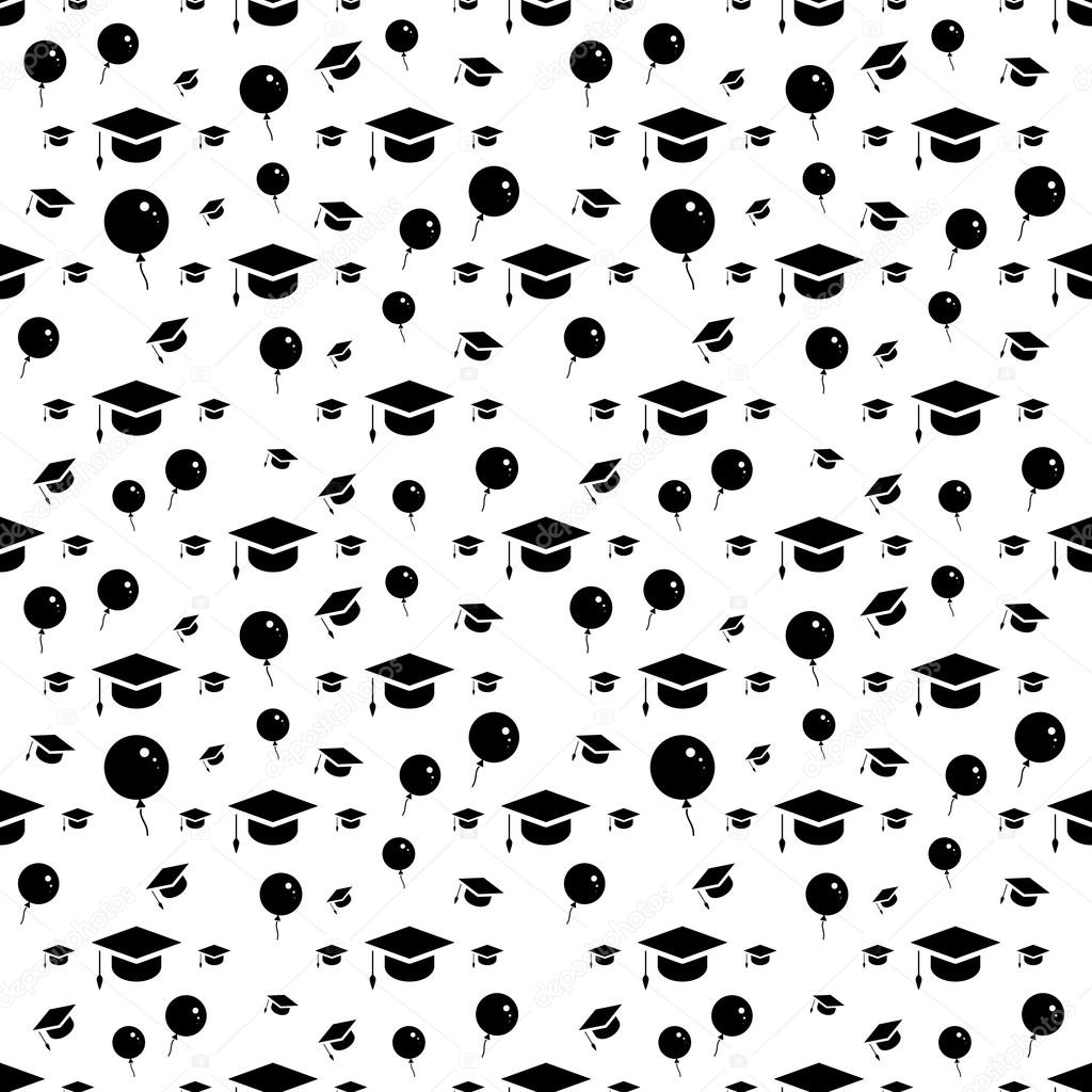 Student cap, graduation hat icon seamless pattern background ⬇ Vector ...