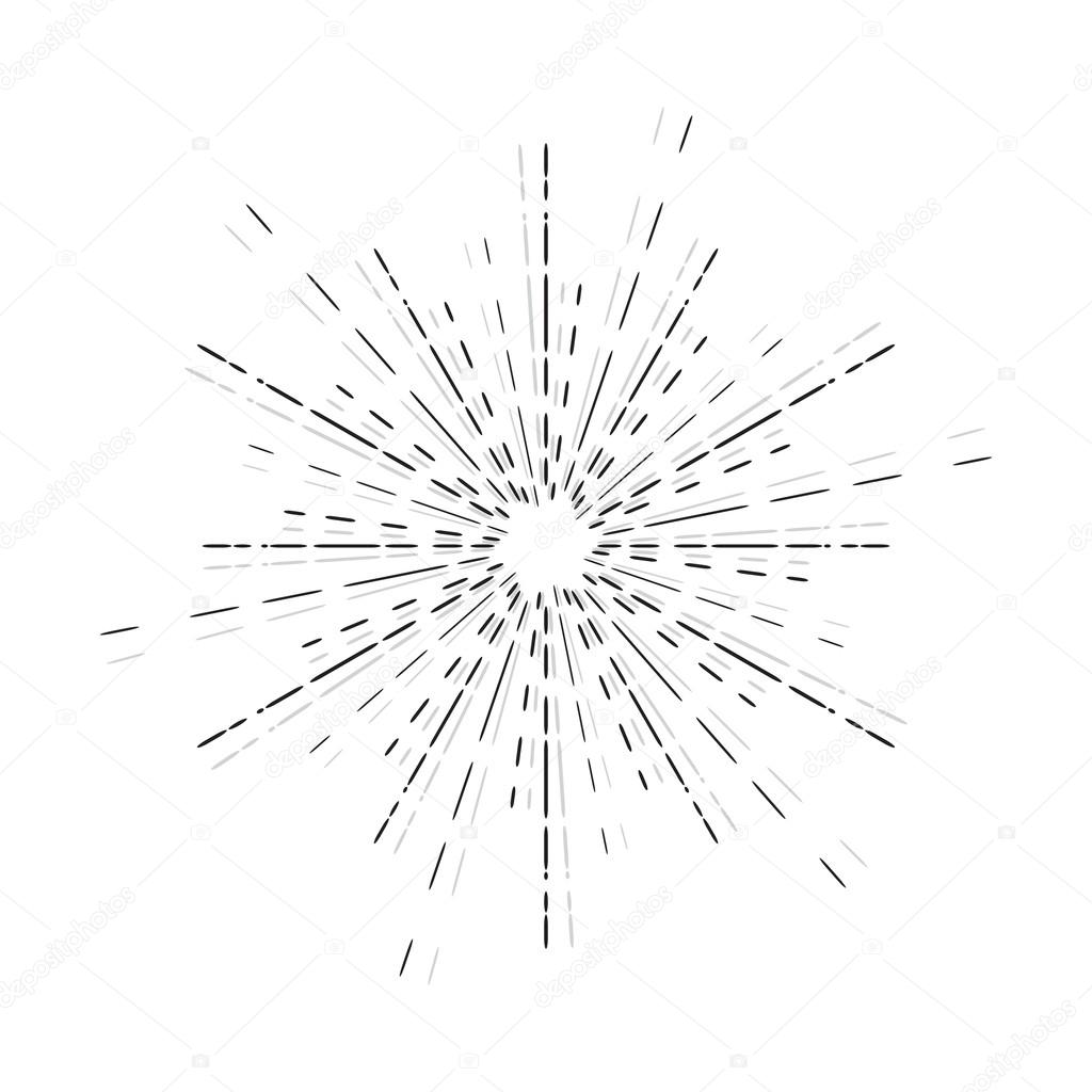 Vintage Sun Rays Drawing