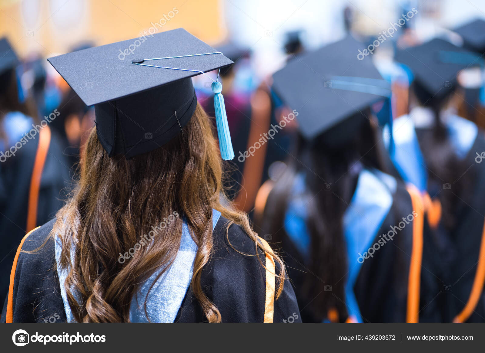 Rearview University Graduates Line Degree Award University Graduation ...