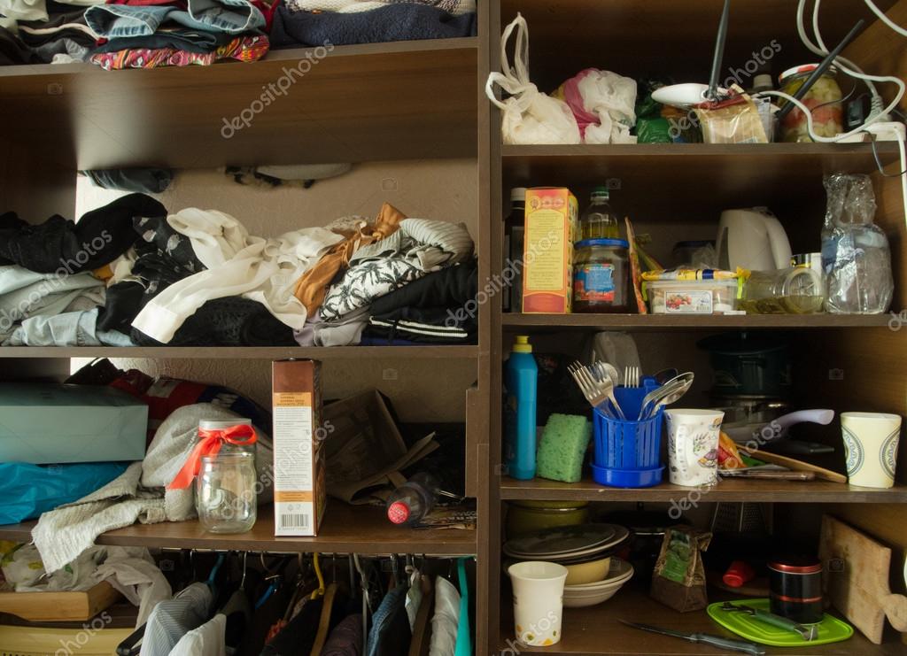 Clutter in cabinets, dormitory Stock Photo by ©vikylija98@ukr.net 122794736