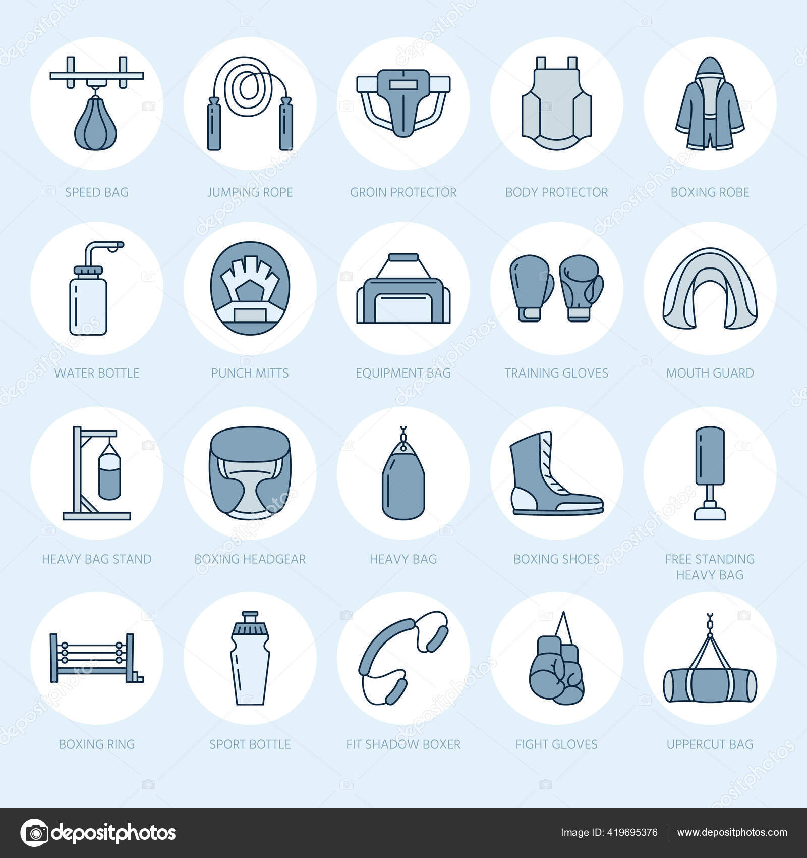 Boxing Vector Line Icons Punchbag Boxer Gloves Ring Heavy Bags Stock ...