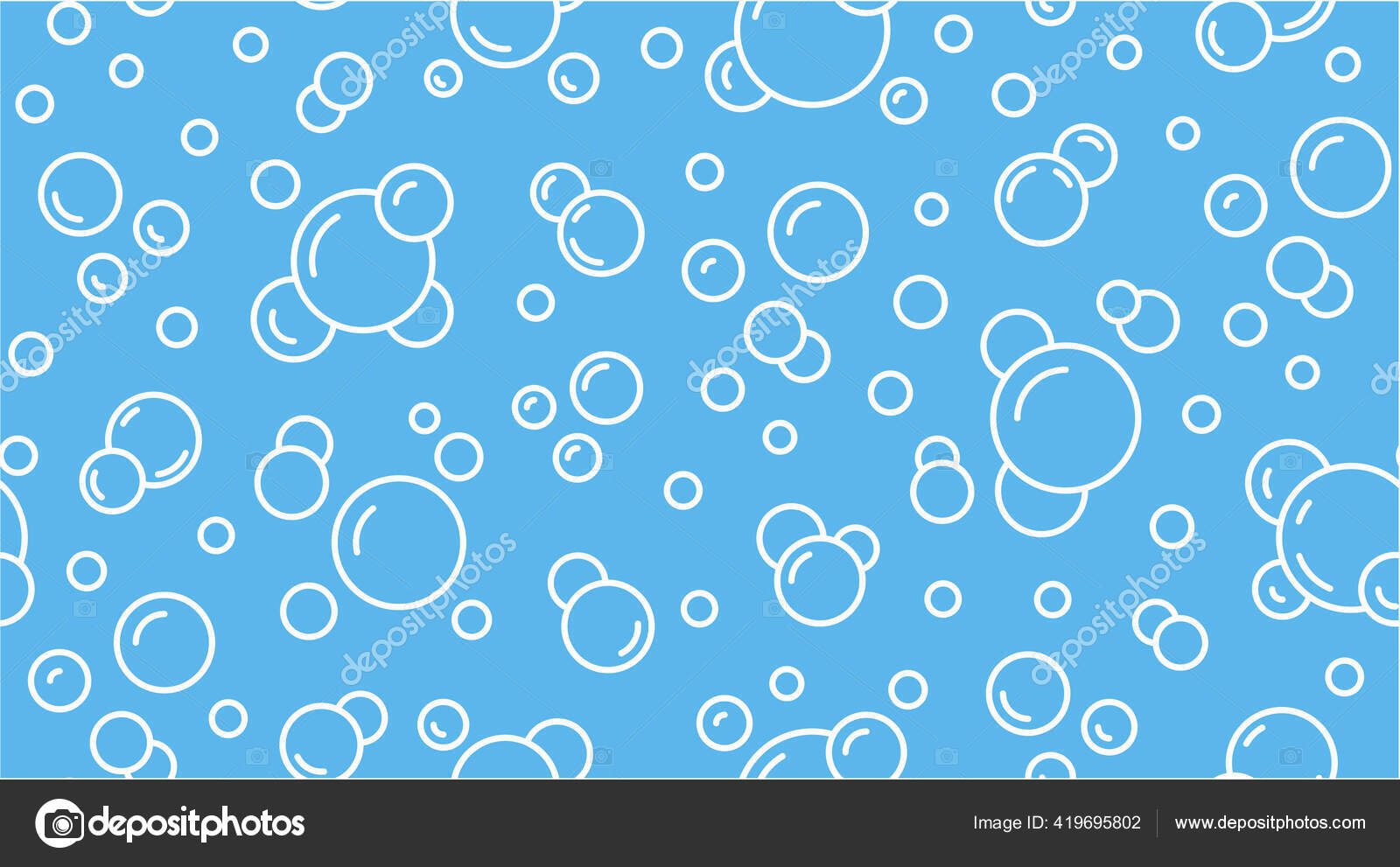 Bubbles Vector Seamless Pattern Flat Line Icons Blue White Color Stock Vector by ©Nadiinko 419695802
