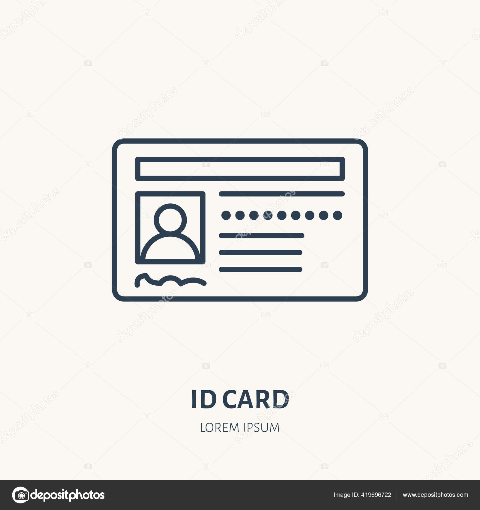 Documents Identity Vector Flat Line Icon Card Drivers License Sign ...