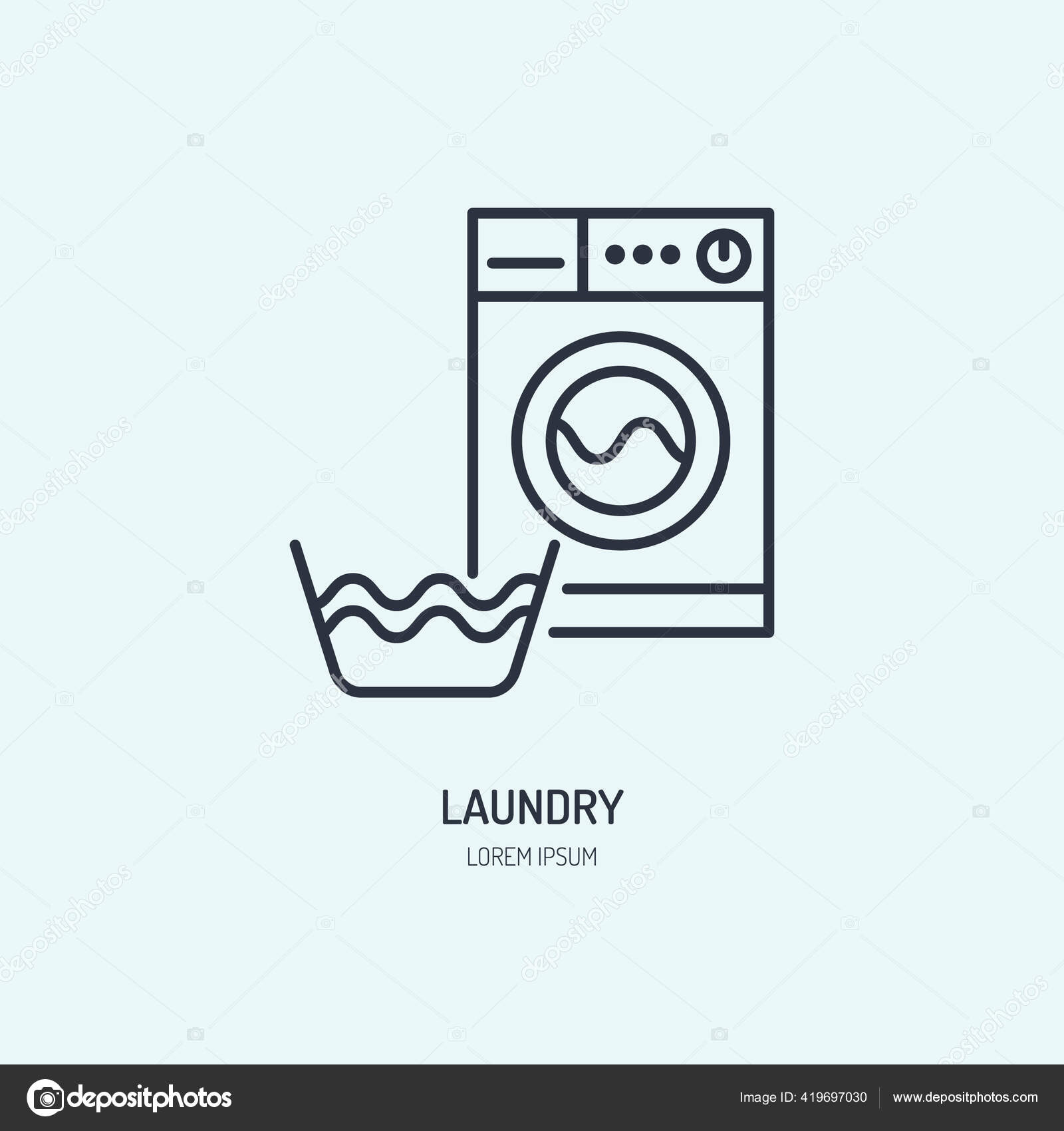 Hand Washing Clothes Washing Machine Line Icon Vector Logo Laundry ...