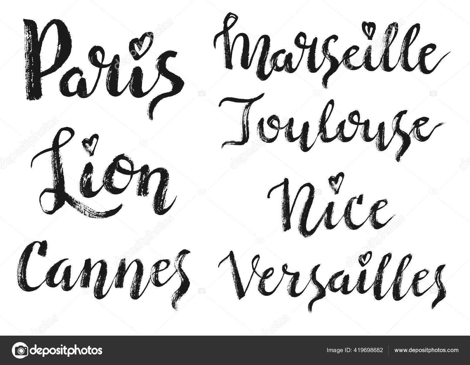 France City Hand Drawn Vector Lettering Modern Calligraphy Brush ...