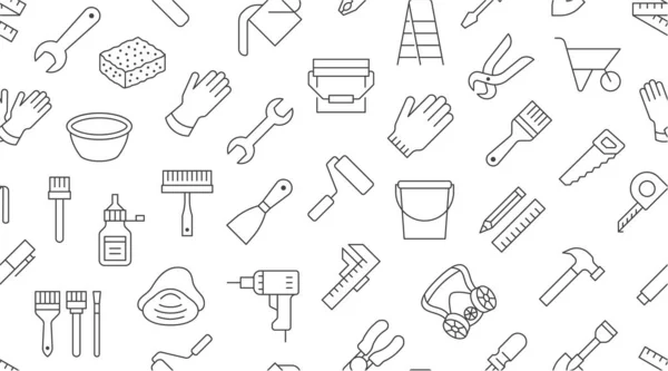 Painter Tools Flat Line Icons Set Home Renovating Equipment Roller ...