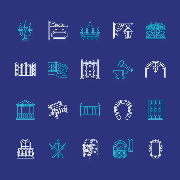 Forged Metal Products Artistic Forging Vector Line Icons Blacksmith ...