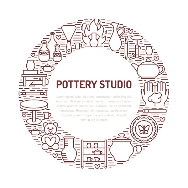 Pottery Workshop Ceramics Classes Banner Illustration Vector Line Icon ...