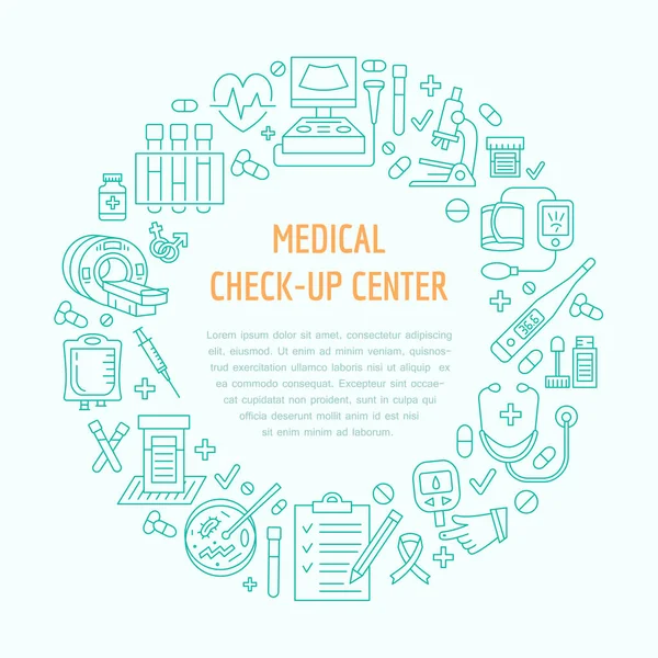 Medical Check Poster Template Vector Flat Line Icons Illustration ...