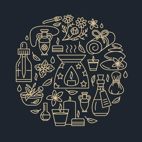 Essential Oils Aromatherapy Vector Line Icons Set Elements Aroma ...