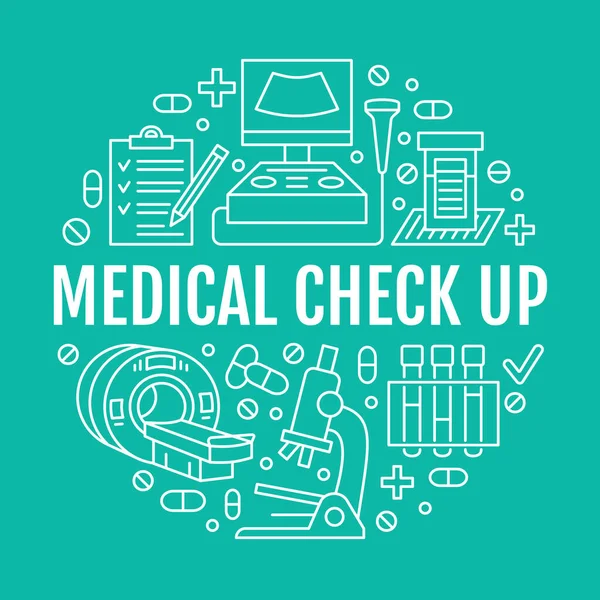 Medical Check Poster Template Vector Flat Line Icons Illustration ...