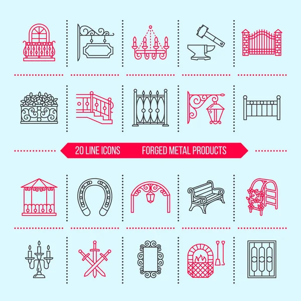 Forged Metal Products Artistic Forging Vector Line Icons Blacksmith ...