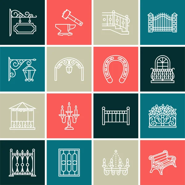 Forged Metal Products Artistic Forging Vector Line Icons Blacksmith ...