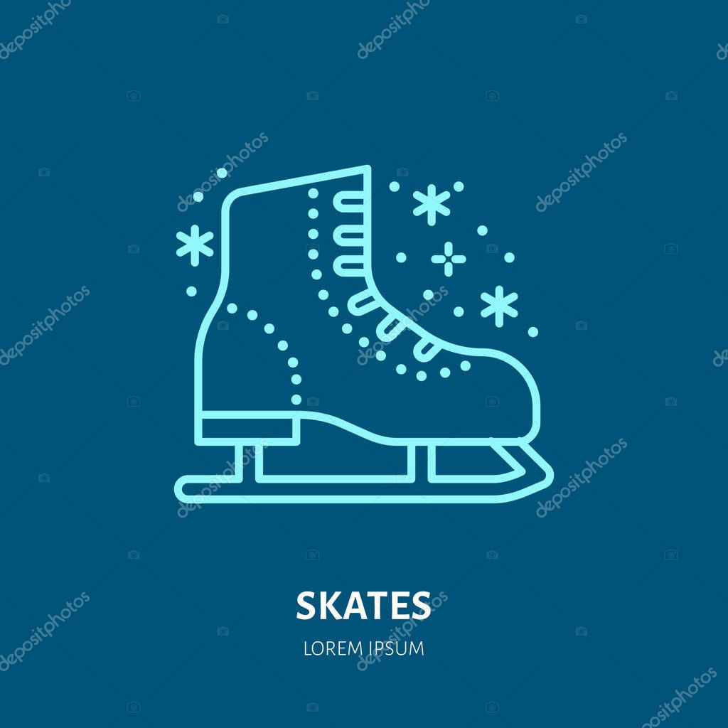 Icono de línea delgada vectorial de patines. Invierno equipo de ...