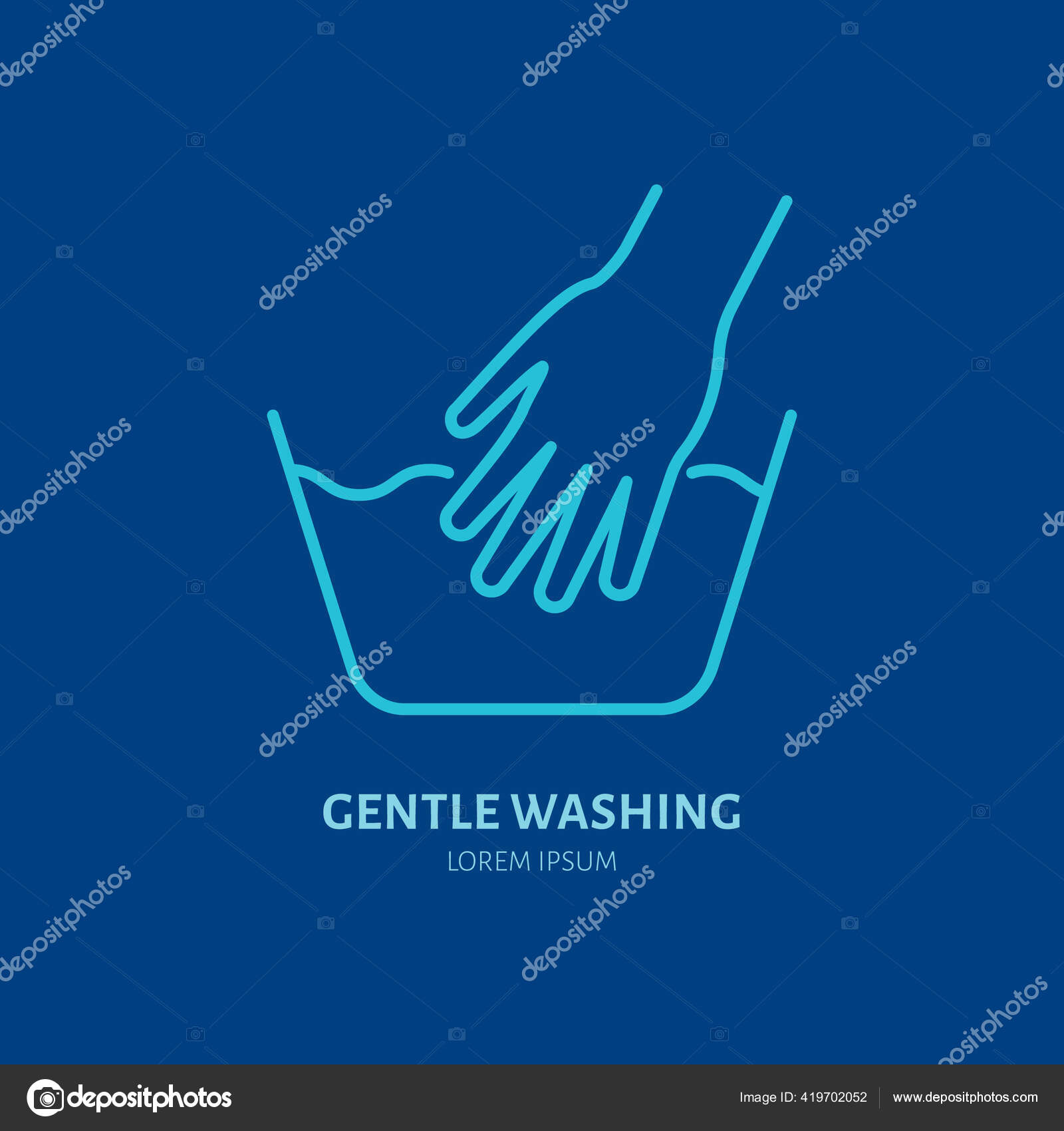 Handwash Icon Gentle Washing Line Sign Flat Logo Launderette Service ...