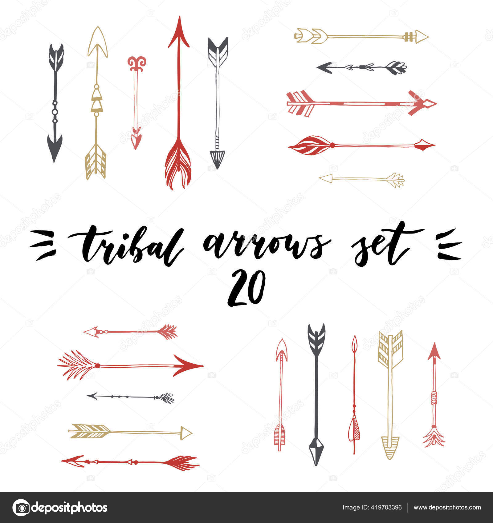 Tribal Arrows Set Different Native American Arrows Collection ...