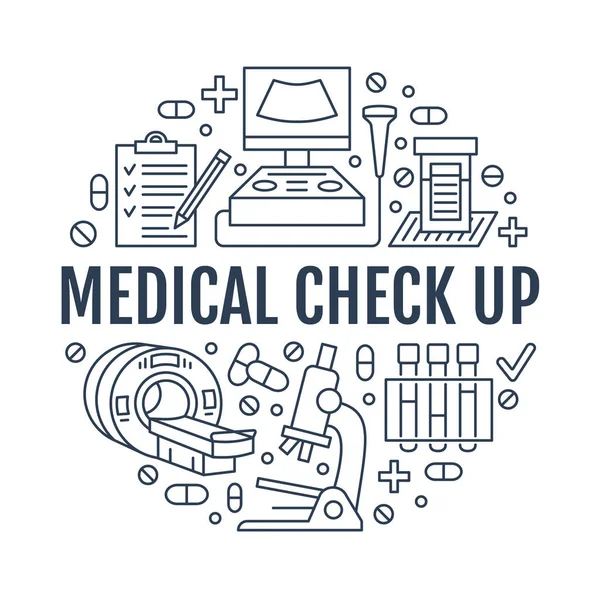 Medical Check Poster Template Vector Flat Line Icons Illustration ...
