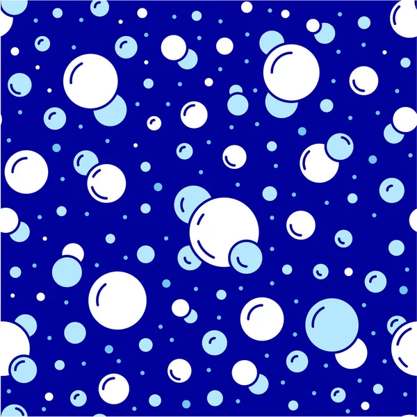 Bubbles Vector Seamless Pattern Flat Line Icons Blue White Color Stock Vector by ©Nadiinko 419700384