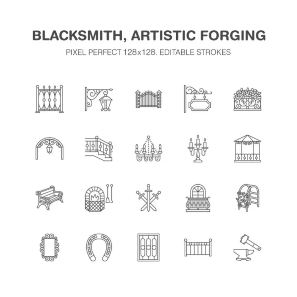 Forged Metal Products Artistic Forging Vector Line Icons Blacksmith ...