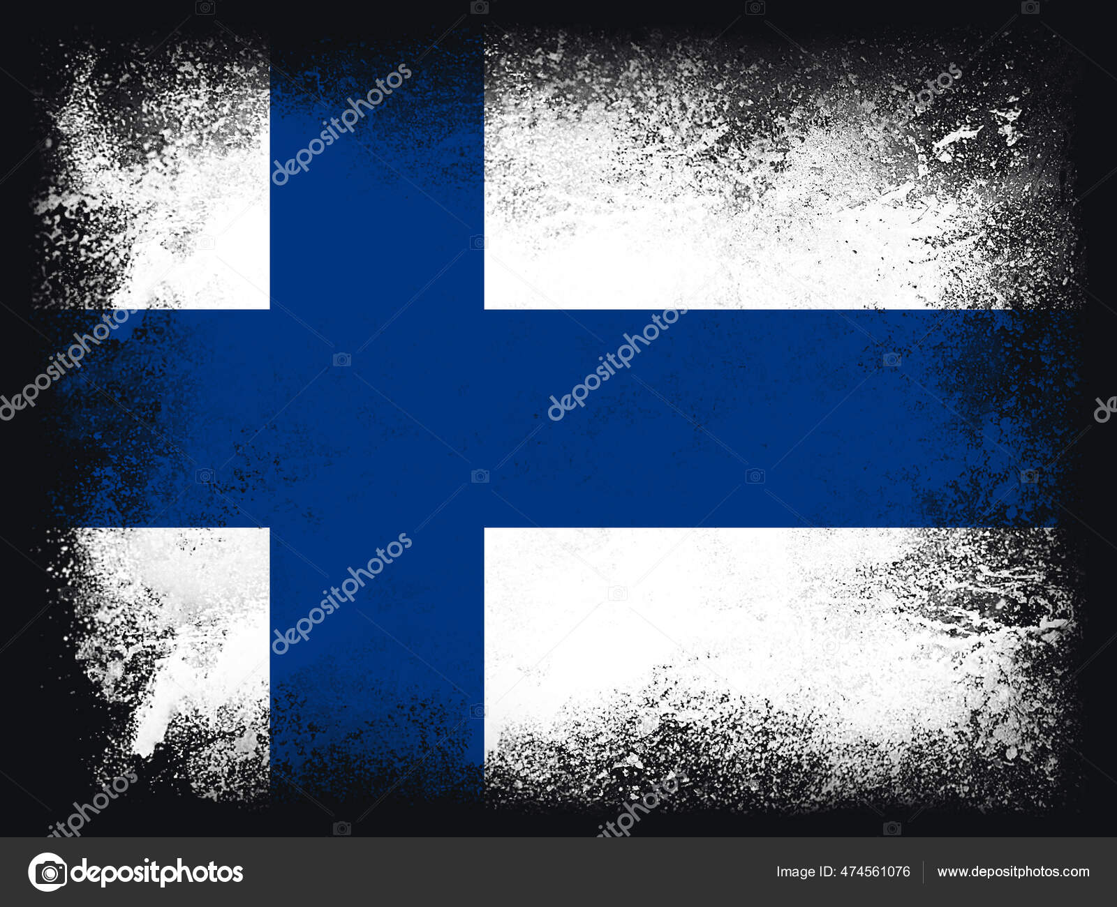 Finland Flag Design Composition Exploding Powder Paint Isolated Black ...